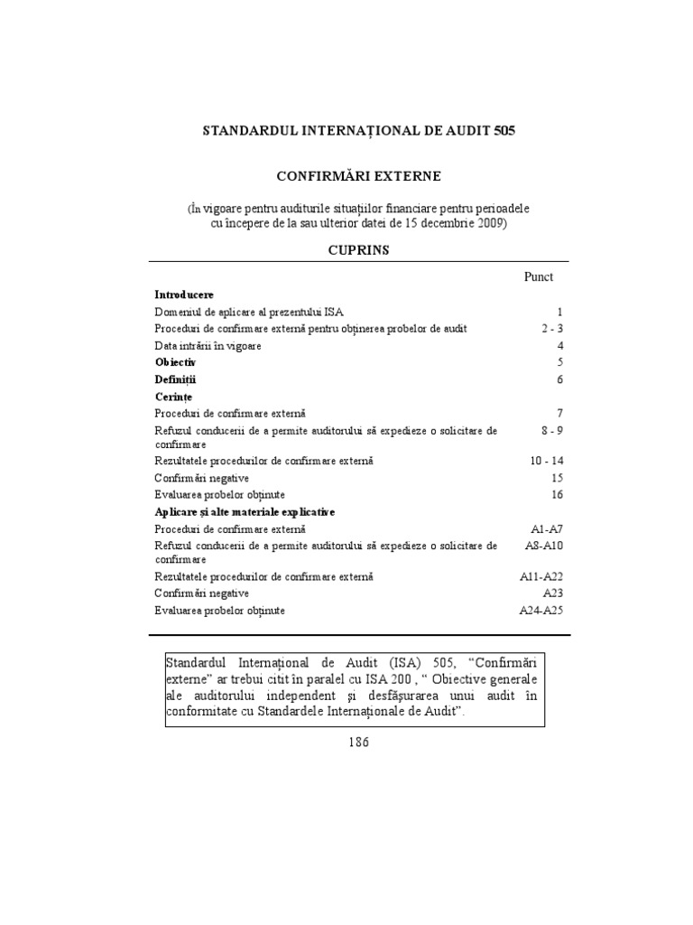 ISA-505 - Confirmări Externe | PDF
