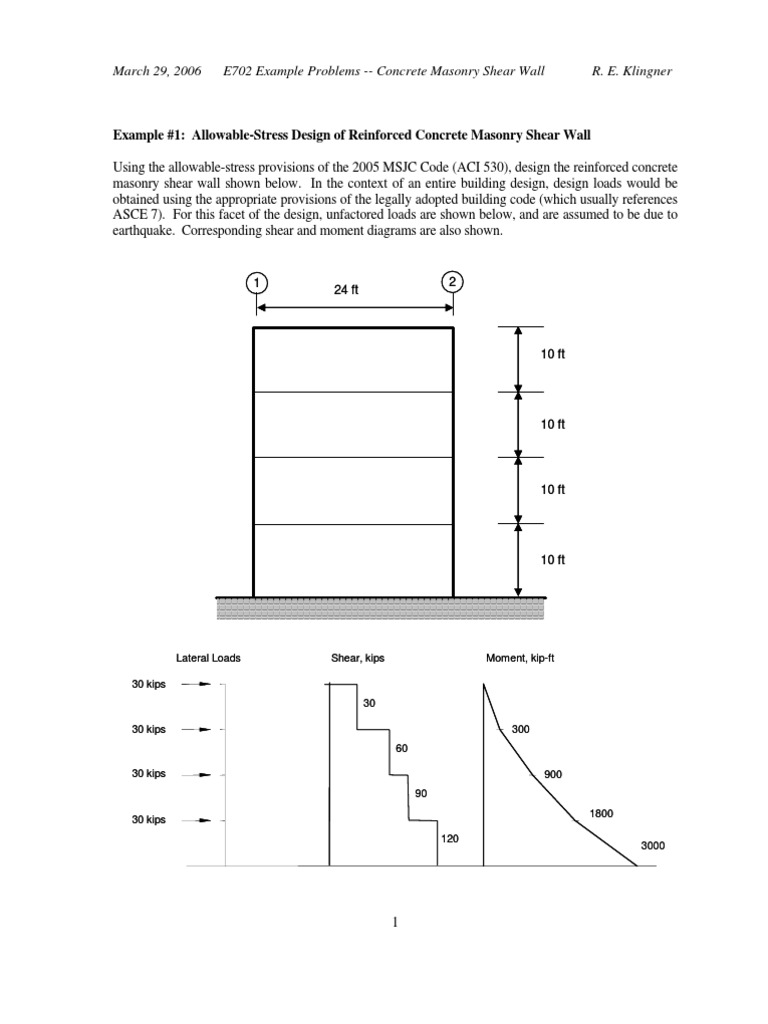 Allowable-Stress Design of Reinforced Concrete Masonry Shear Wall | PDF