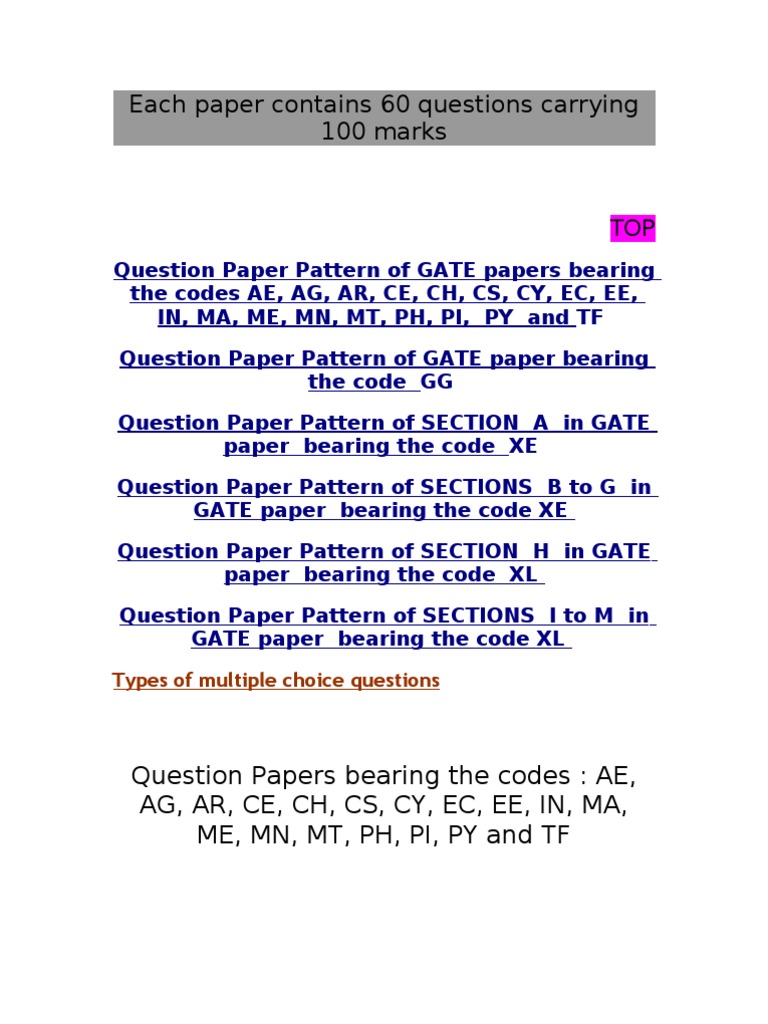 Each Paper Contains 60 Questions Carrying 100 Marks | PDF ...