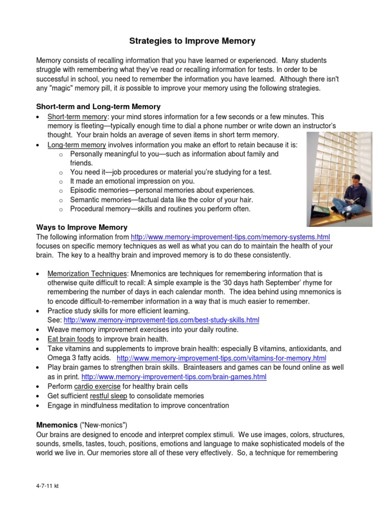 Strategies To Improve Memory: Short-Term and Long-Term Memory | PDF