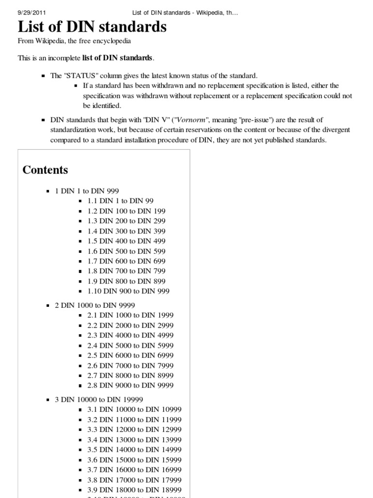 DIN Standards (LIST) | PDF