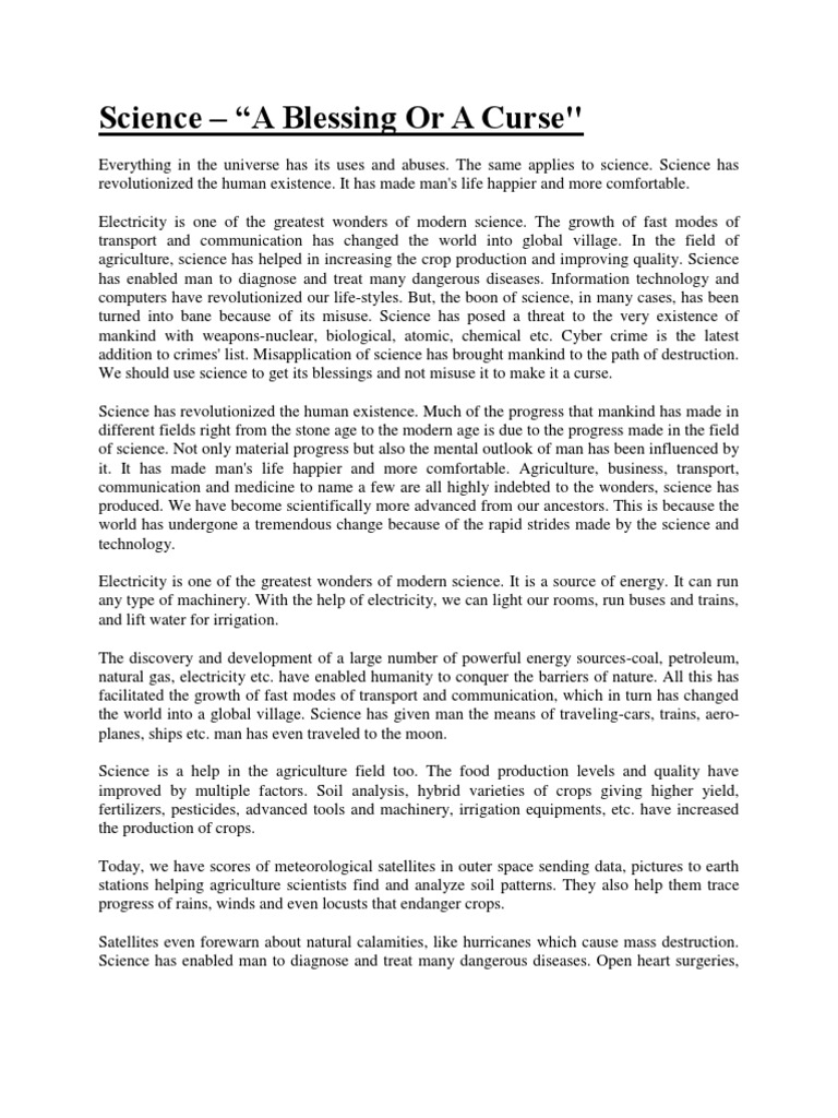 Science - A Blessing or A Curse | PDF | Nuclear Weapons | Bomb