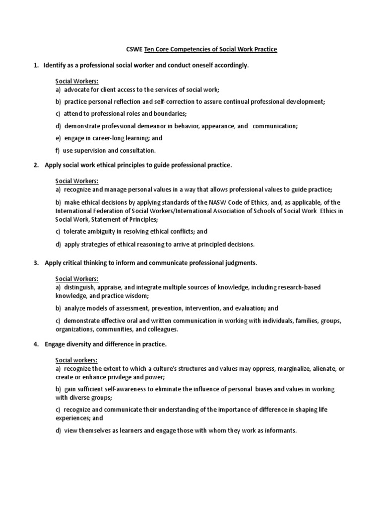 Ten-Core-Competencies-current.pdf | Social Work | Evaluation