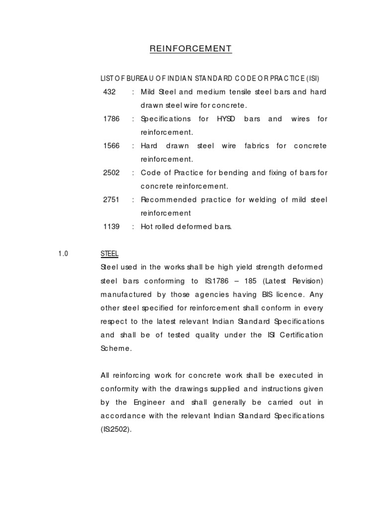 Is 1786 | PDF | Concrete | Welding