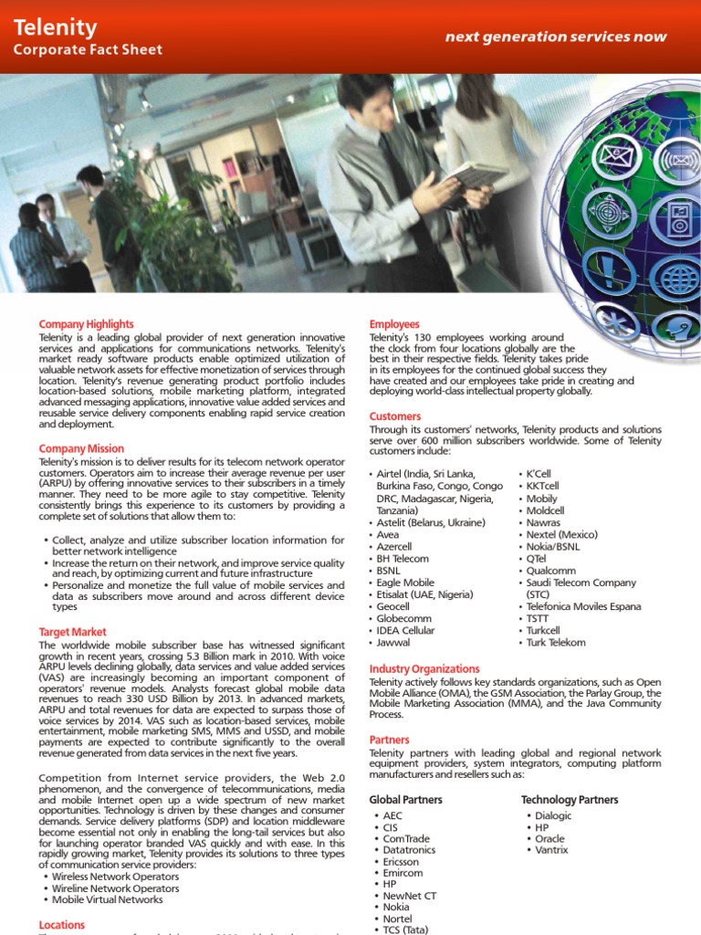 Telenity Corporate Brochure | PDF | Mobile Marketing | Communication