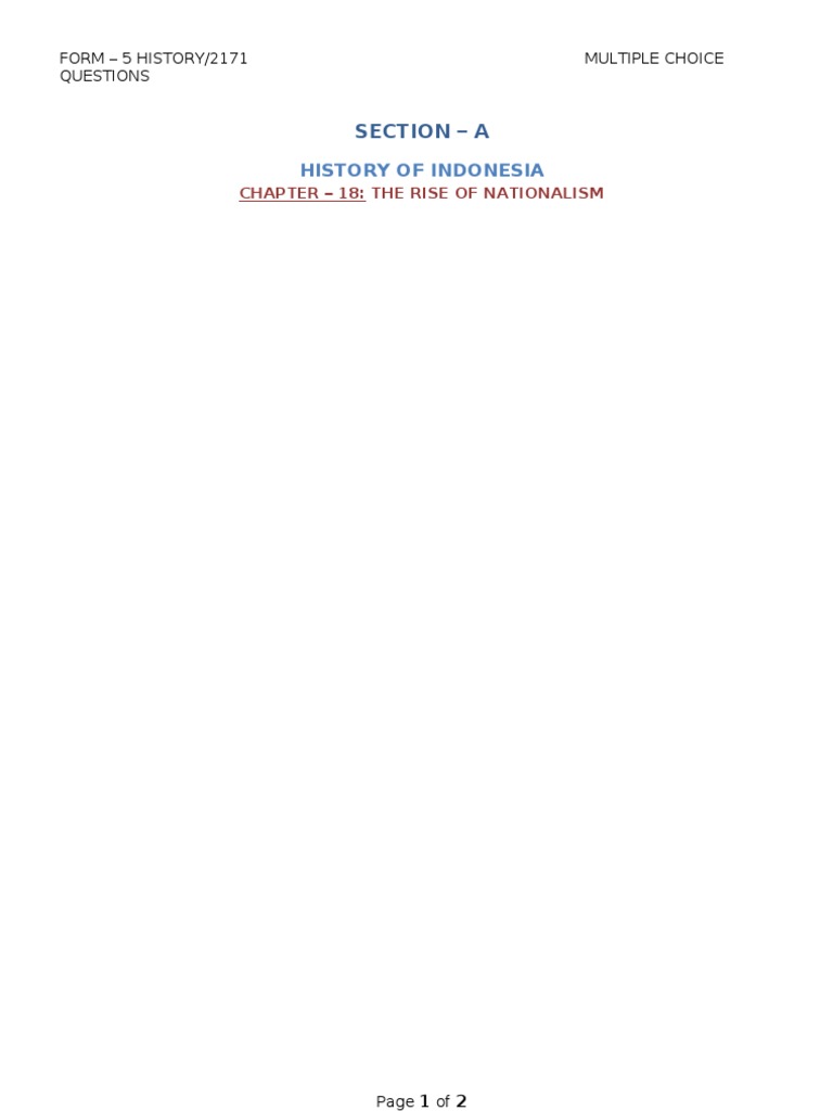 Chapter - 18, History of Indonesia - The Rise of Nationalism | PDF ...