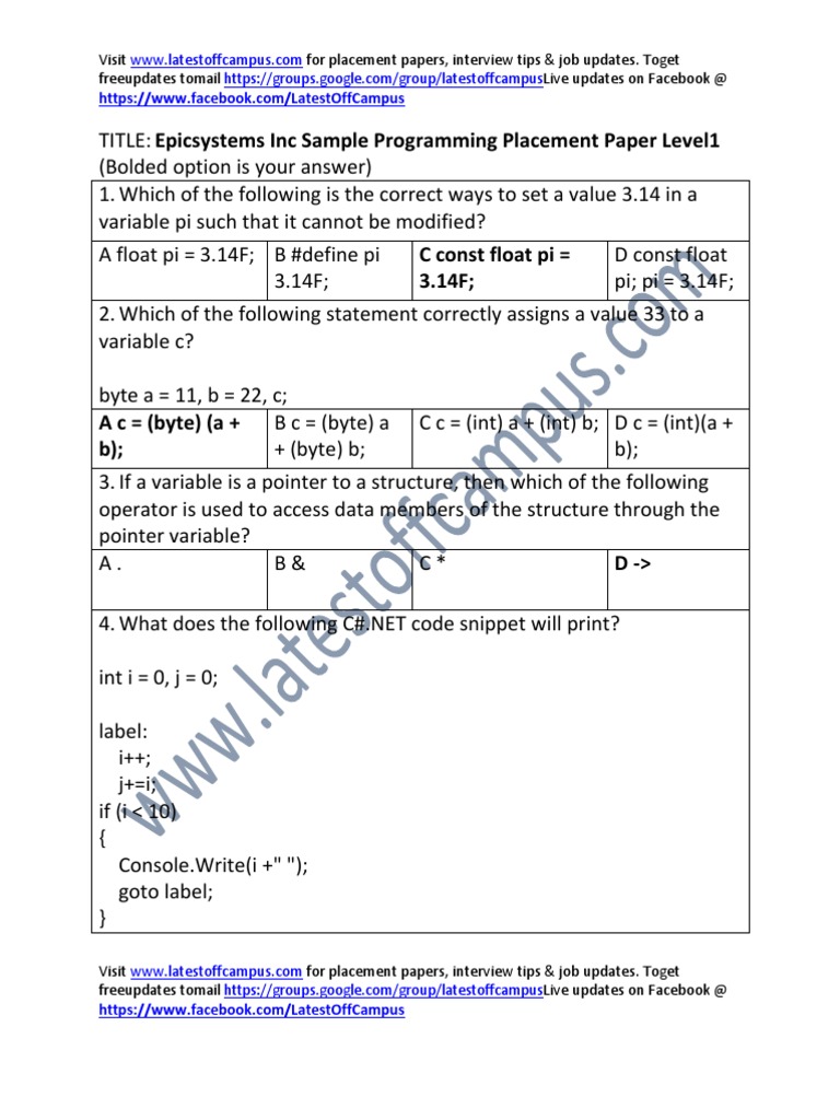 Placement Prep for Tech Grads | PDF | C (Programming Language ...