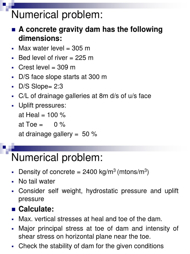Dam Stability Analysis at Heel and Toe | PDF