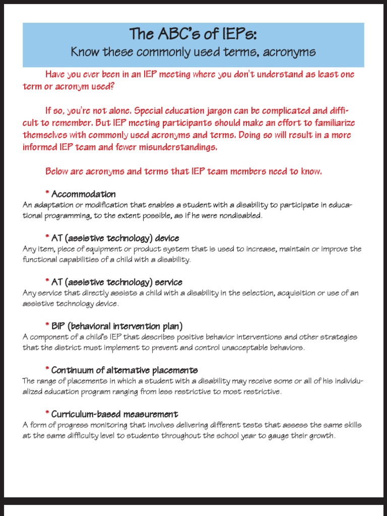 Special Education ABC's of IEPs | PDF | Individualized Education ...