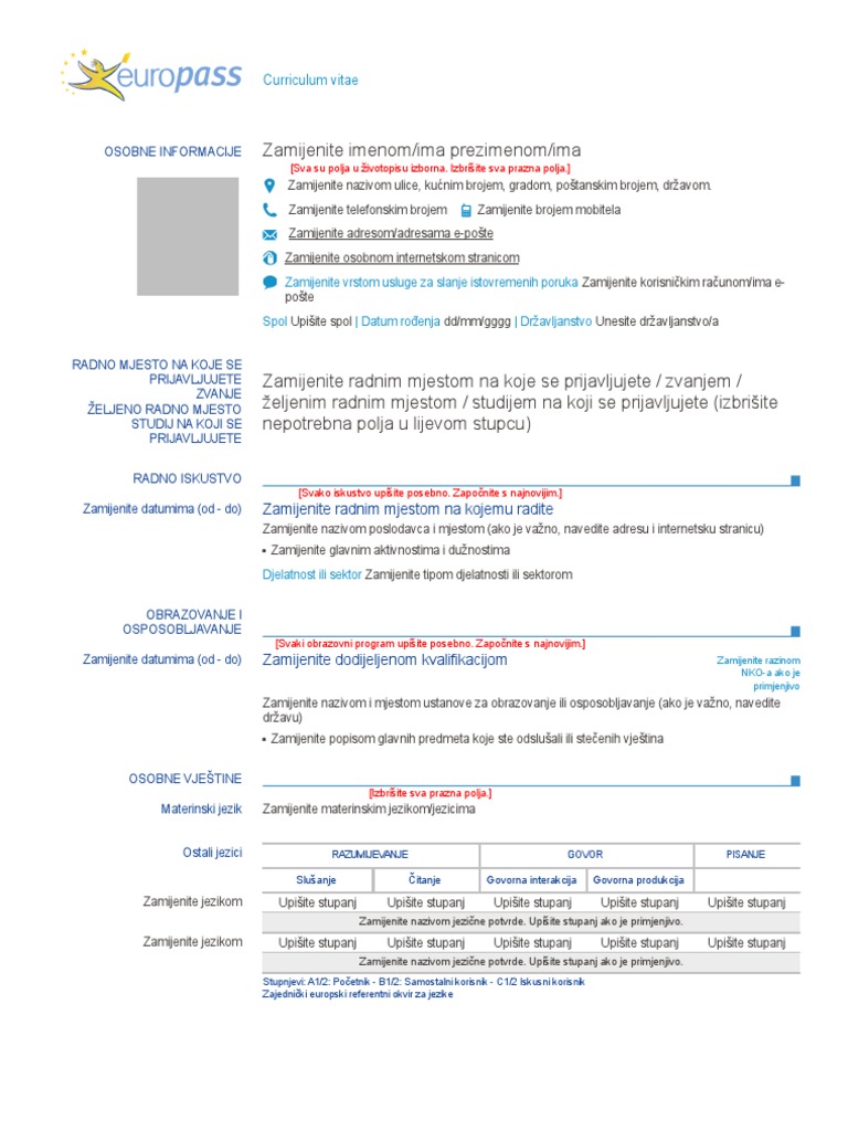 Zivotopis Za Posao | PDF