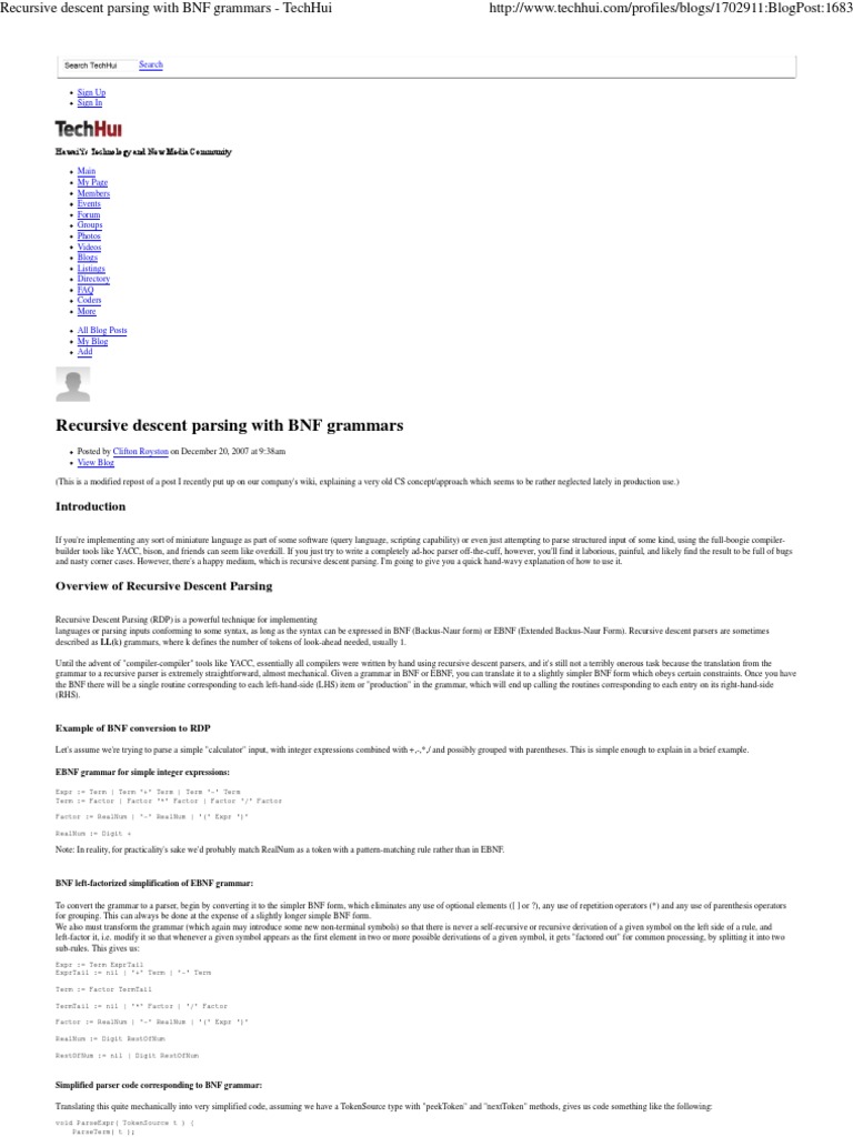 Recursive Descent Parsing | PDF | Parsing | Theoretical Computer Science
