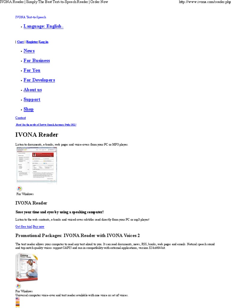 IVONA Reader - Simply The Best Text-to-Speech Reader | PDF | Speech ...