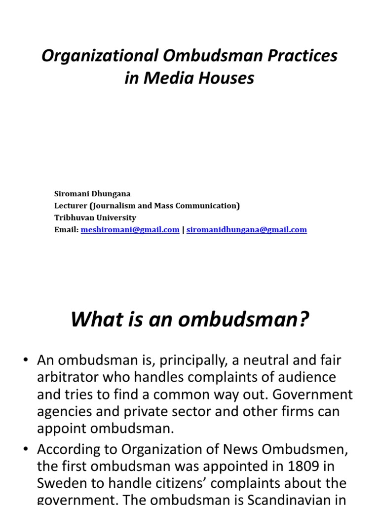 Organizational Ombudsman Practices in Media Houses | PDF | Journalism ...