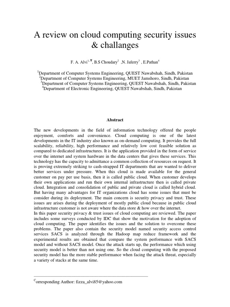 A Review On Cloud Computing Security | PDF | Cloud Computing | Software As A Service
