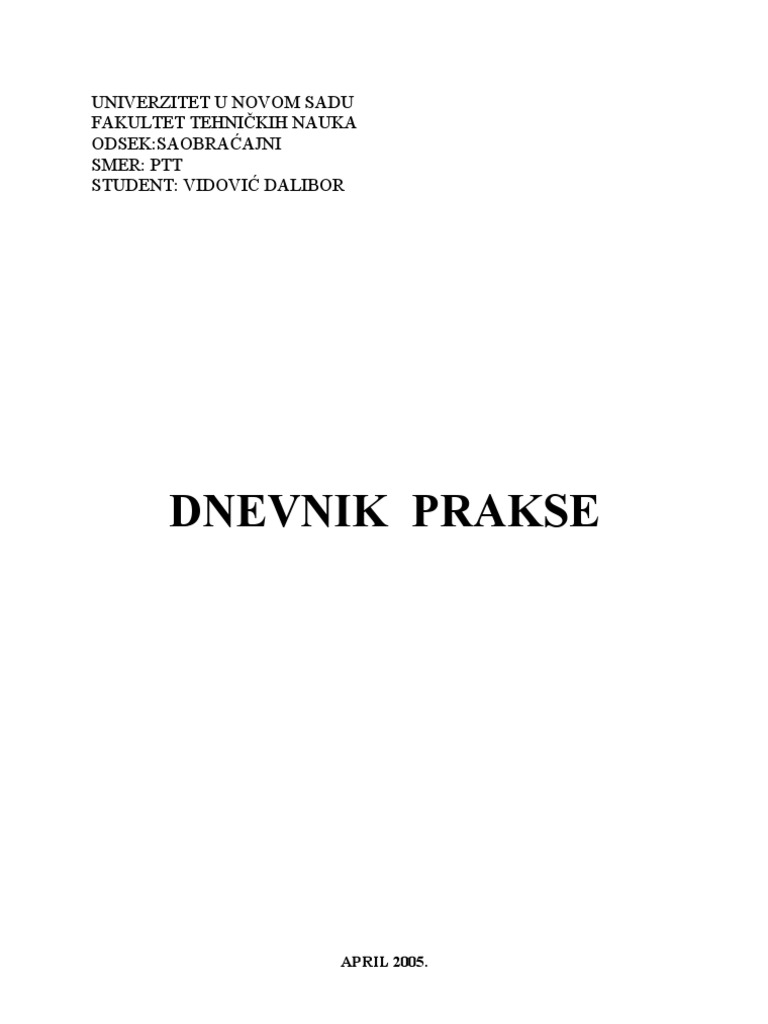 Dnevnik Prakse | PDF