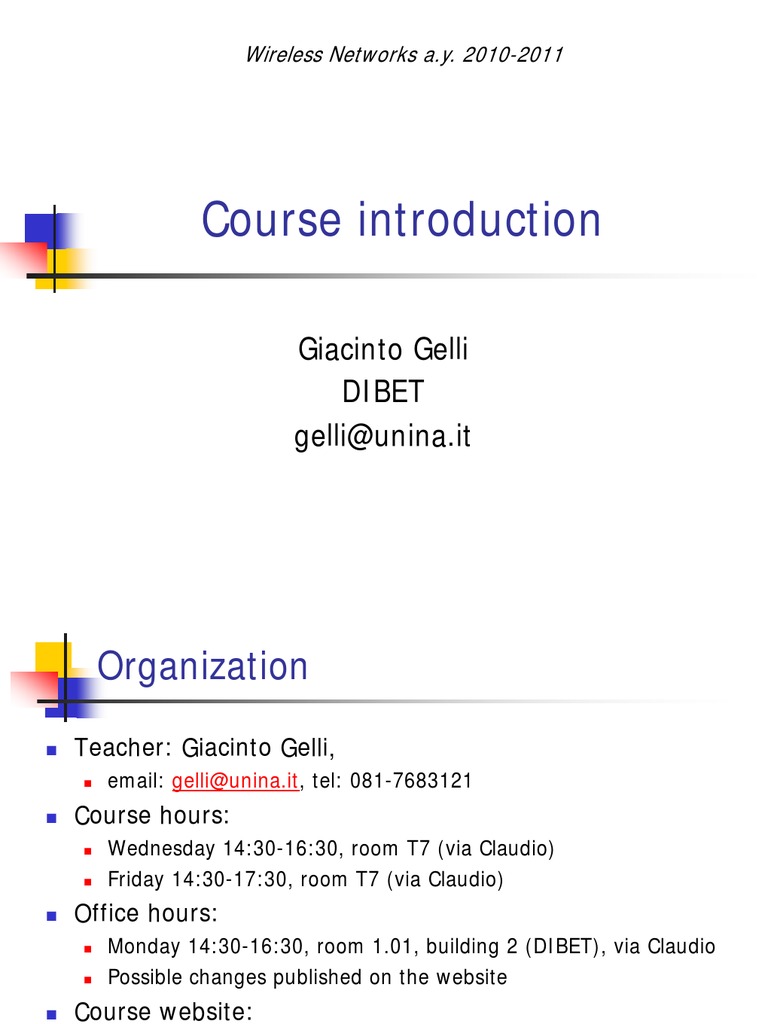 Wireless Networks Course Overview 2010-2011 | PDF | Technology ...