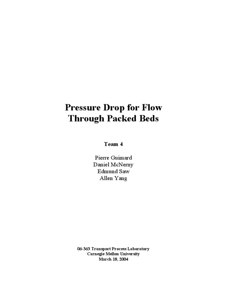Pressure Drop Through Packed Bed | PDF | Reynolds Number | Fluid Dynamics