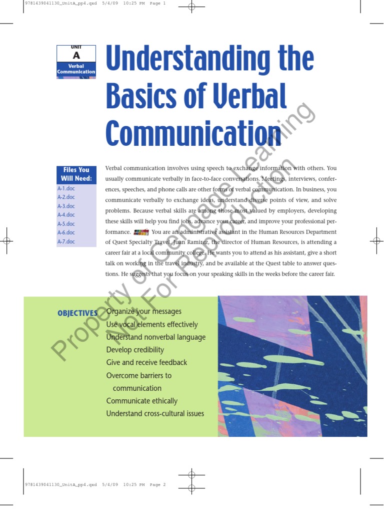 Understanding The Basics of Verbal Communication | PDF | Nonverbal ...