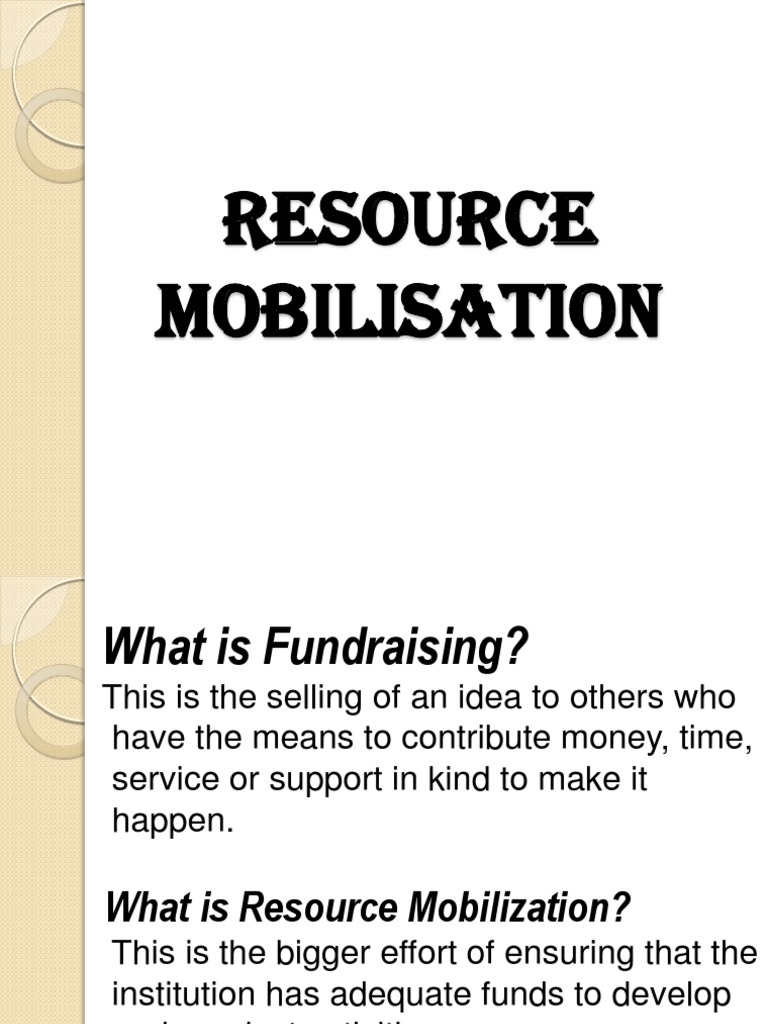 Resource Mobilisation Presentation | PDF | Fundraising | World Food ...