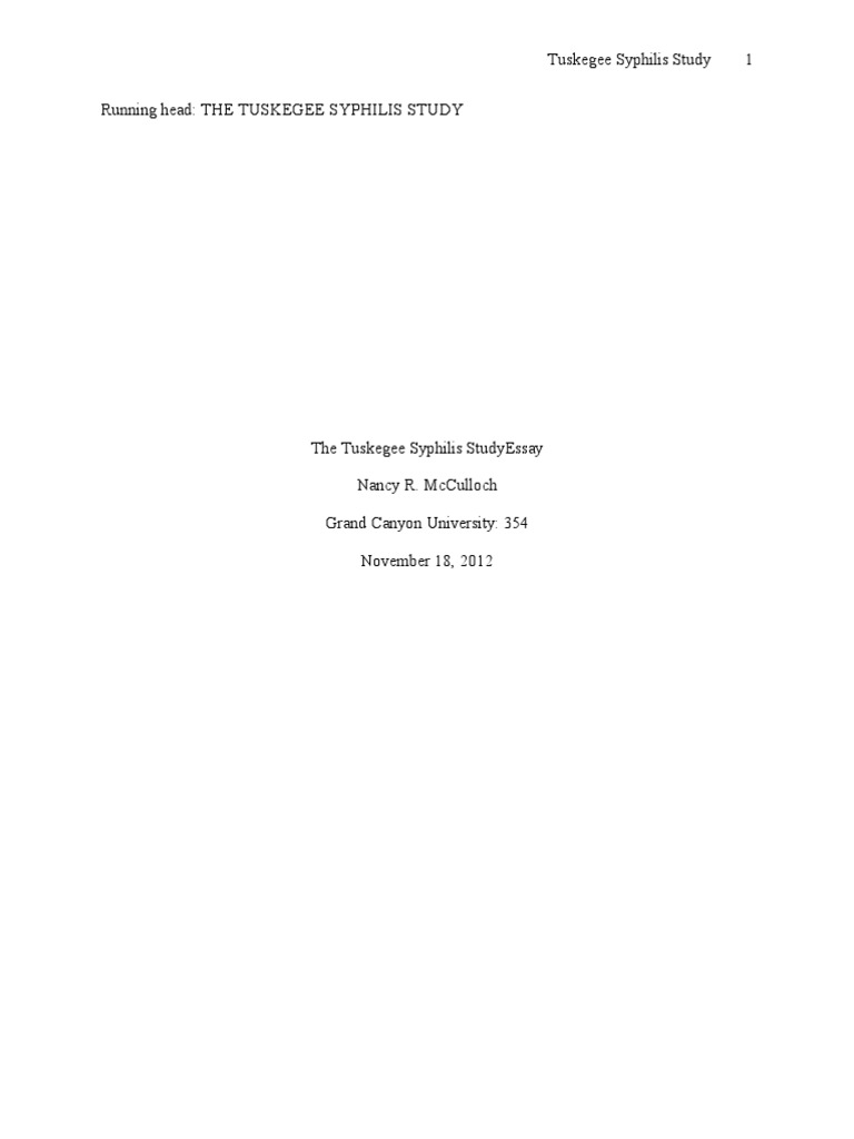 Ethics of the Tuskegee Syphilis Study | PDF | Institutional Review ...