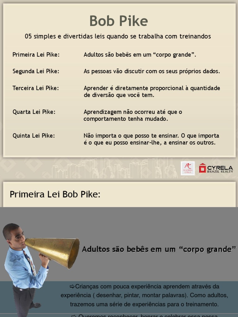 5 Leis de Aprendizagem de Bob Pike | PDF | Experiência | Entretenimento