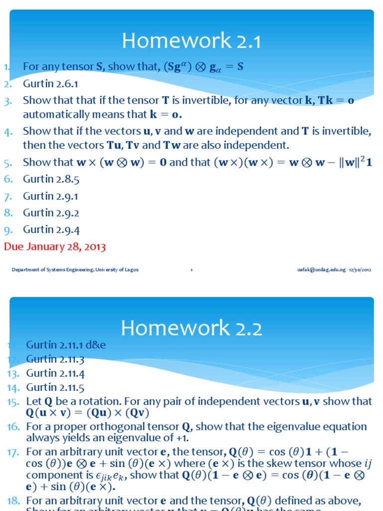Tensor Algebra & Solution Jan 2013 | PDF | Tensor | Euclidean Vector