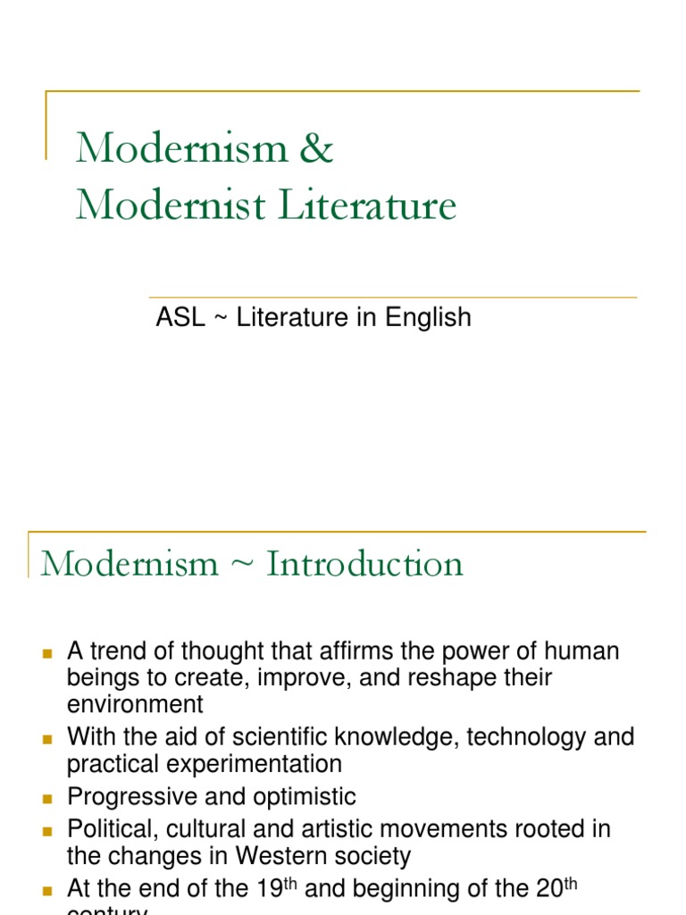 Modernism In Literature Powerpoint