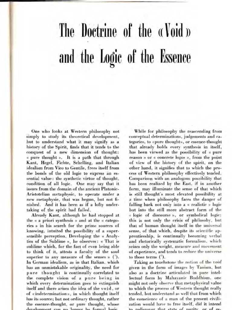 Massimo Scaligero - The Doctrine of The 'Void' and The Logic of The Essence | Download Free PDF ...