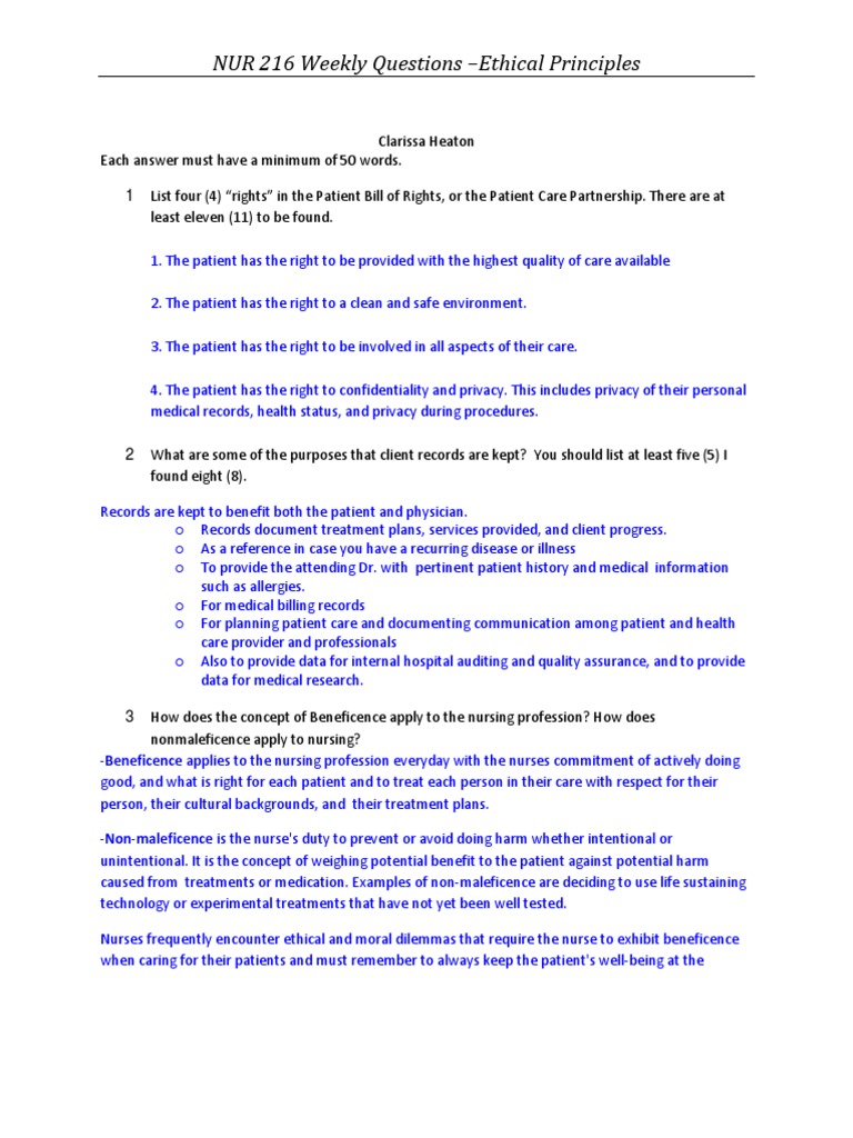 Nursing Ethics and Patient Rights | PDF | Medical Record | Nursing