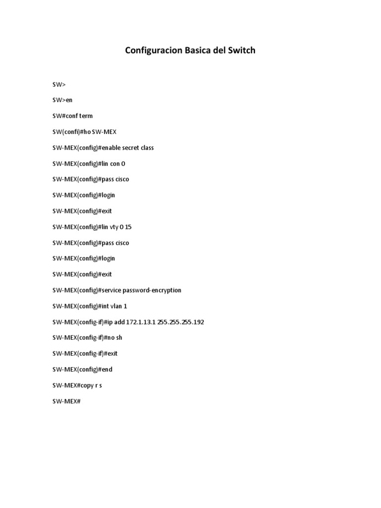 Configuracion Basica Del Switch | PDF | Informática