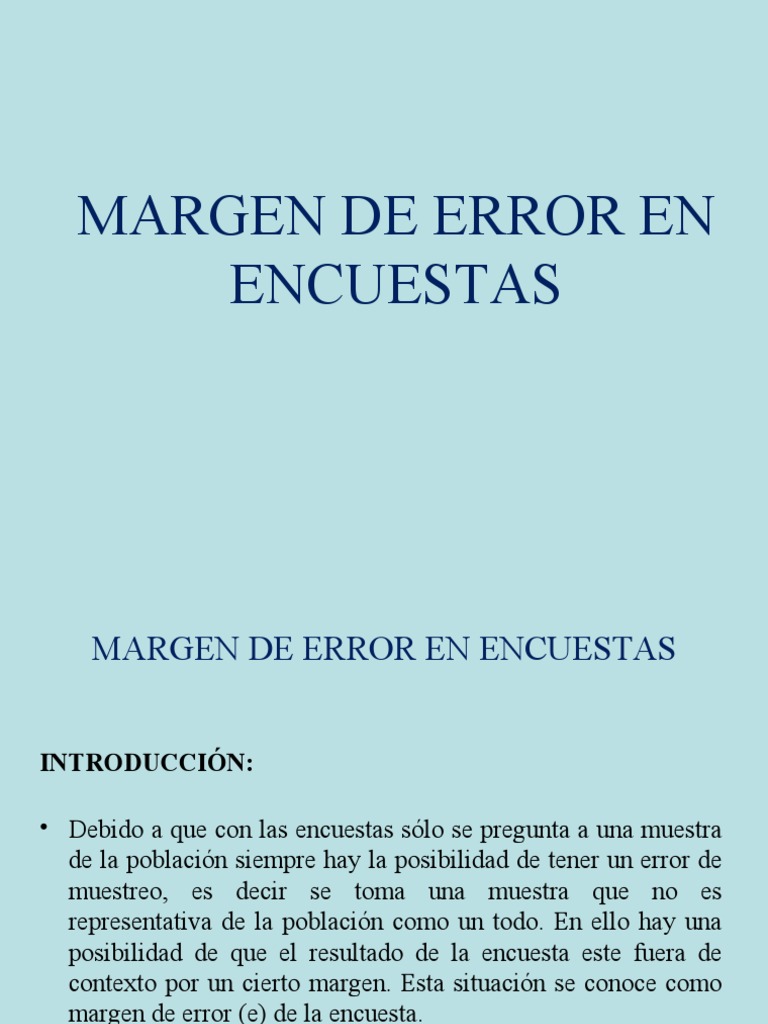 Margen de Error de Una Encuesta | PDF | Muestreo (Estadísticas ...