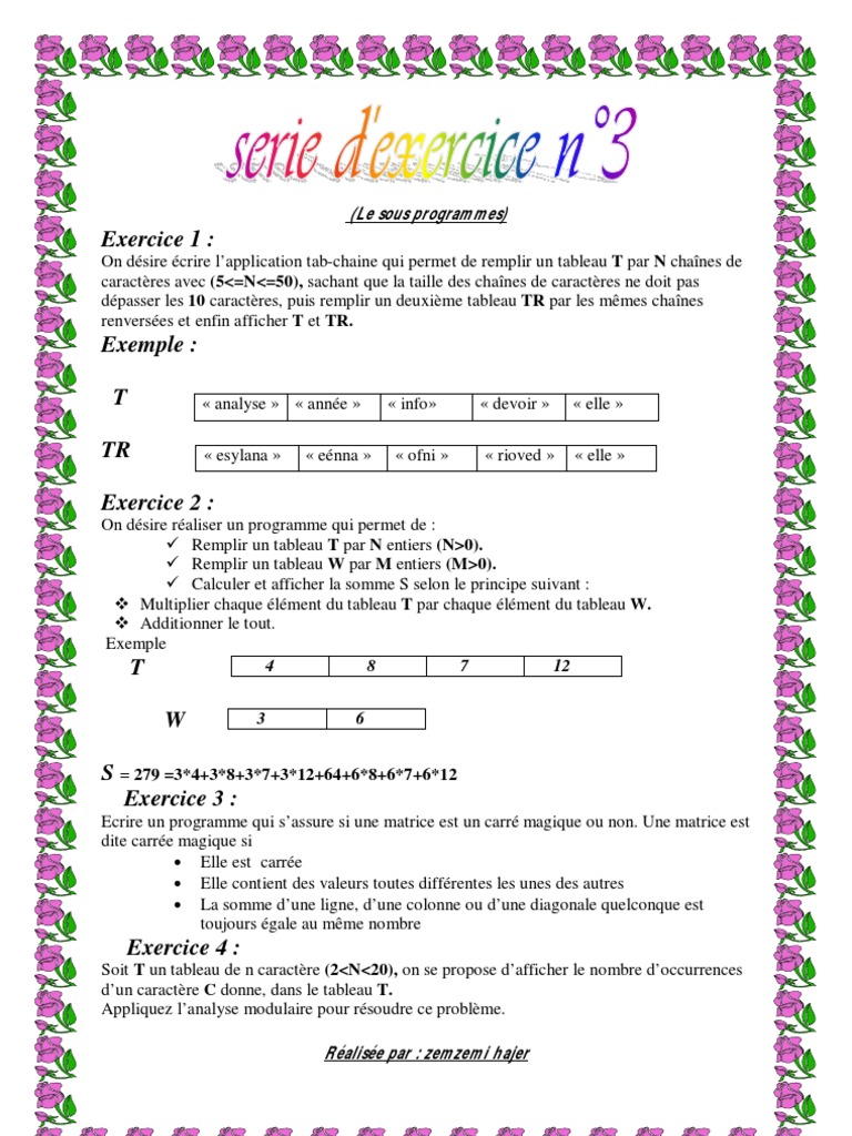 Exercices de sous-programmes 3ème info | PDF | Méthodes et références ...