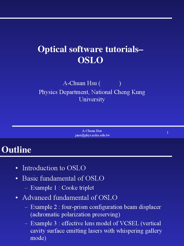 Oslo 1 | Lens (Optics) | Engineering Tolerance