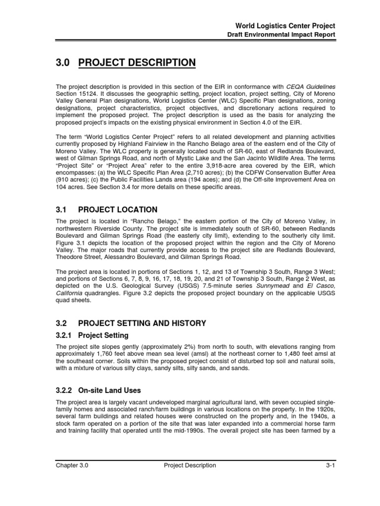 MORENO VALLEY: Project Description of World Logistics Center | PDF ...