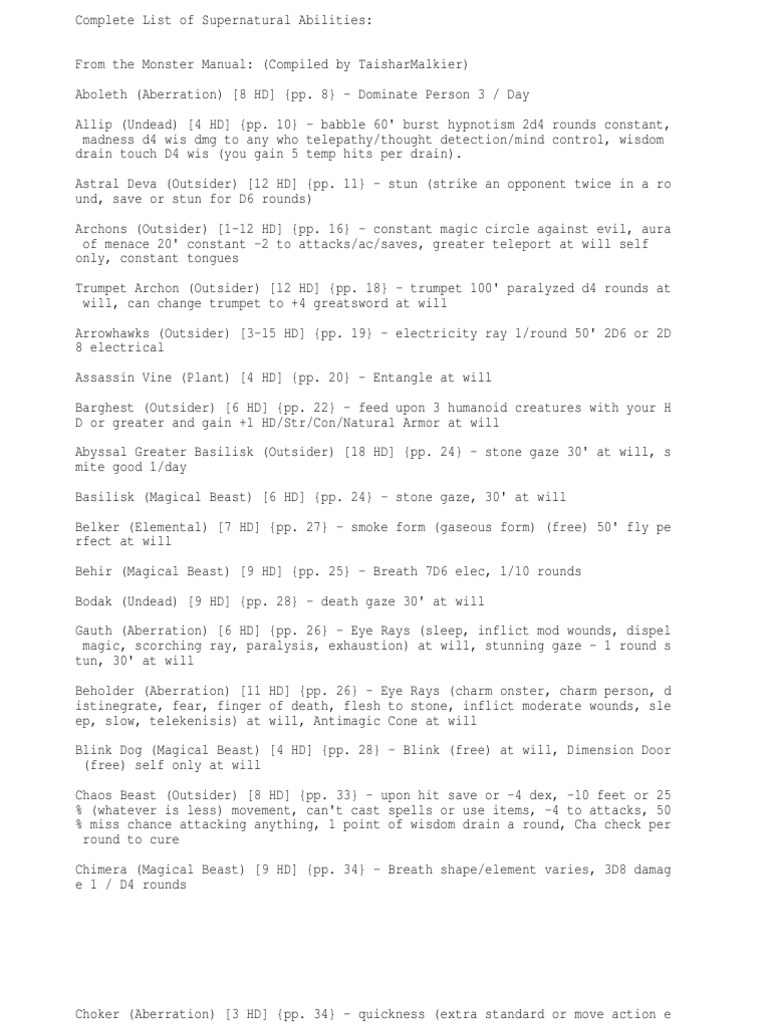 Compendium of Supernatural Abilities: A Catalog of Extraordinary Powers ...