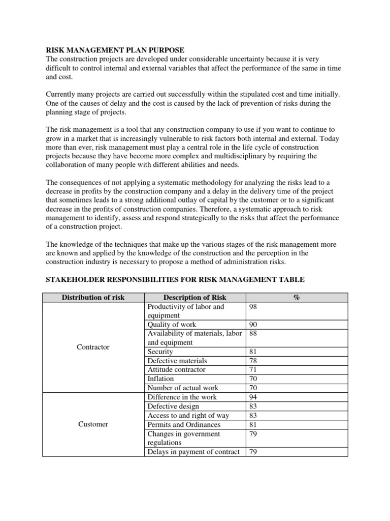 Risk Management Plan | PDF | Risk | Risk Management