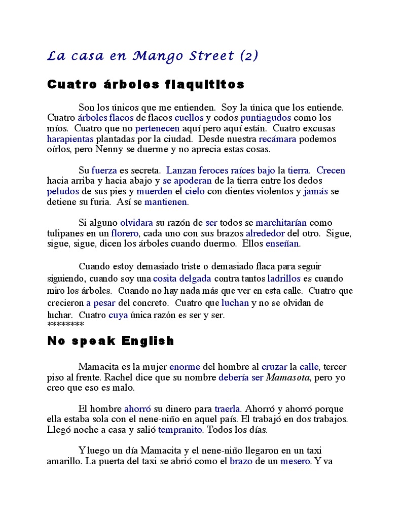 La Casa en Mango Street 2 | PDF