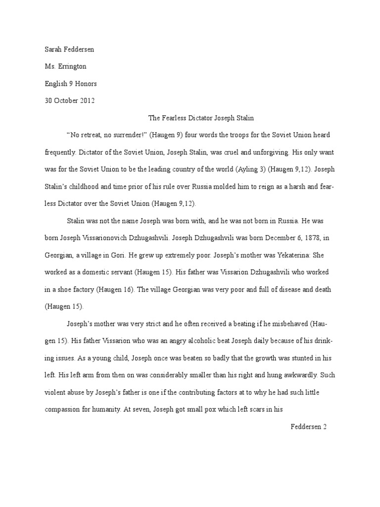 Joseph Stalin Research Paper | PDF | Bolsheviks | Vladimir Lenin