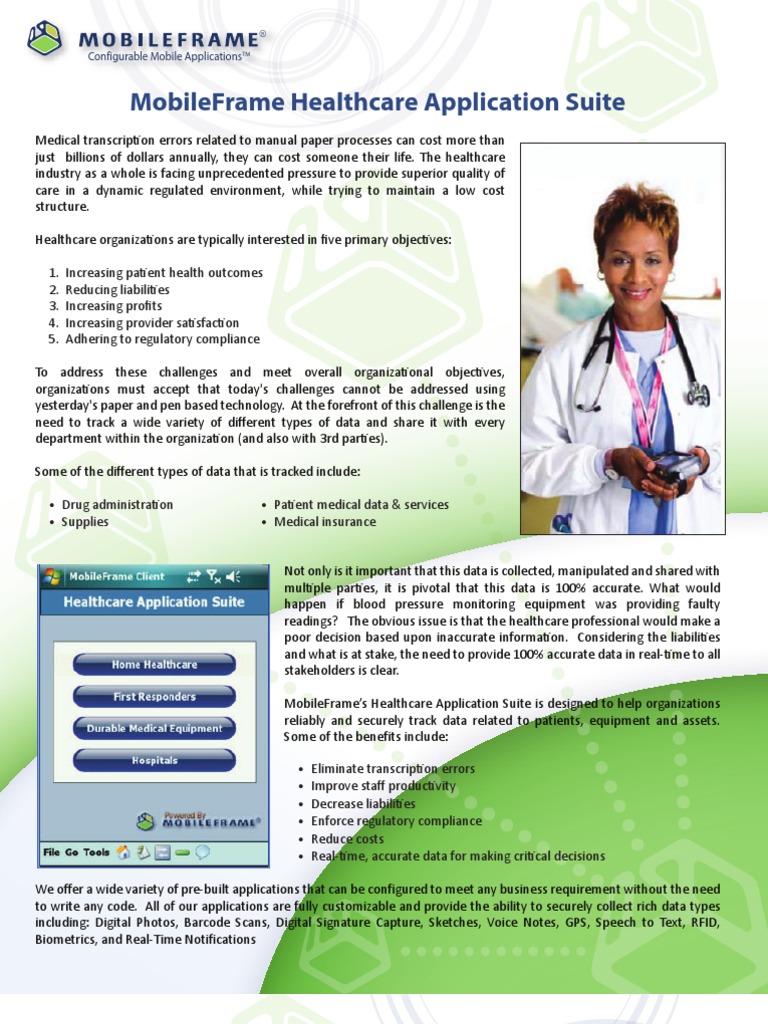 Mobileframe Healthcare Application Suite: Configurable Mobile ...