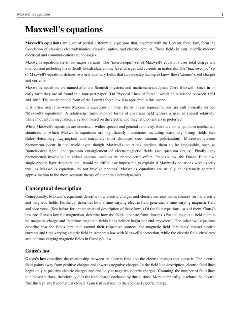 Maxwell's Equations | Download Free PDF | Maxwell's Equations ...