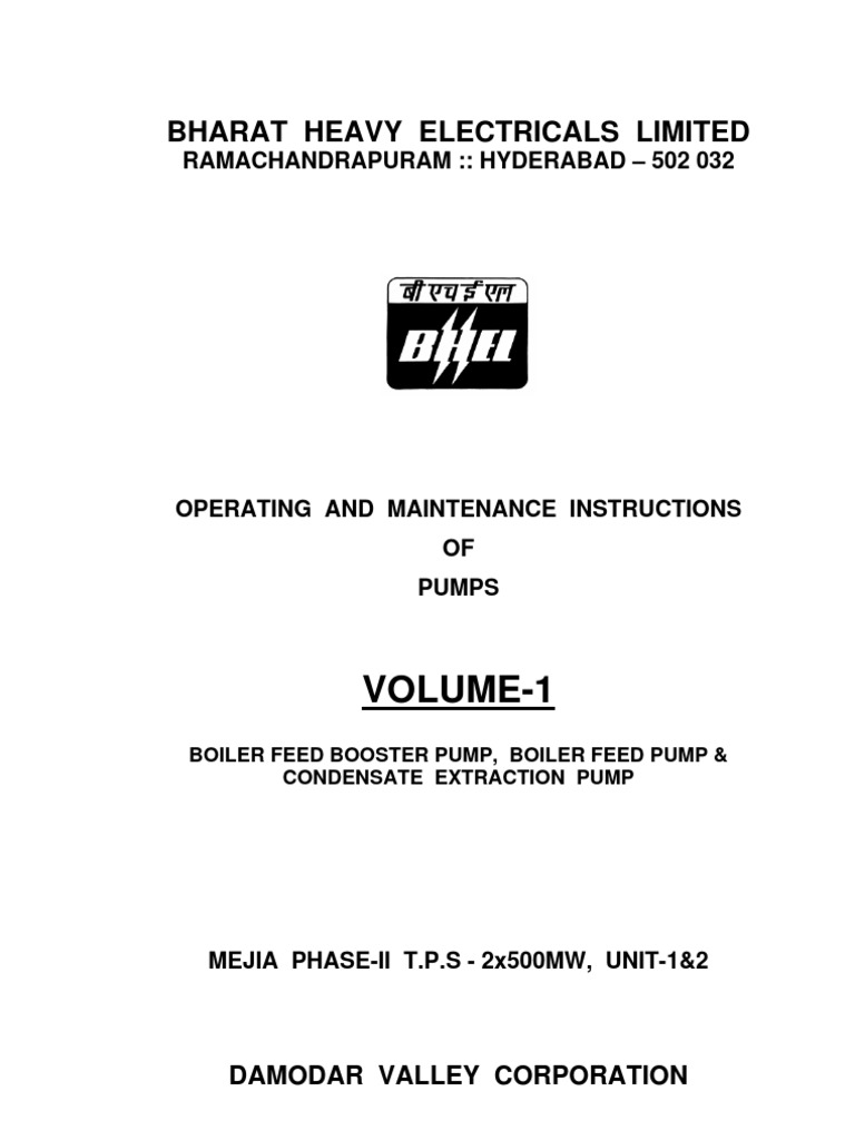 BFP BHEL Manual For 500MW | PDF | Bearing (Mechanical) | Pump