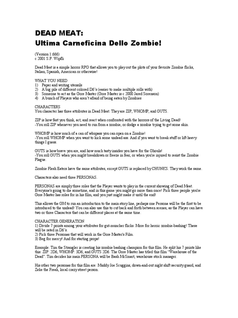 Zombie RPG: Dead Meat Guide | PDF | Zombies | Weaponry