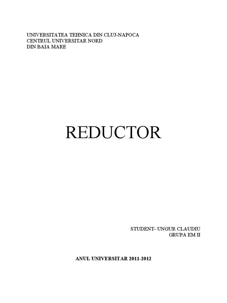 Proiect Reductor | PDF