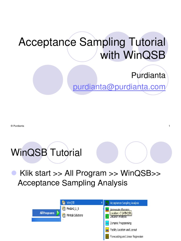 Acceptance Sampling Tutorial With WinQSB | PDF
