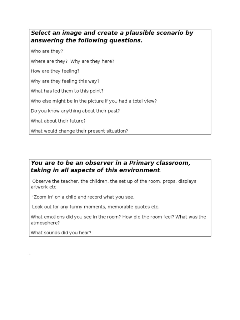 Classroom Observation Scenario Guide | PDF