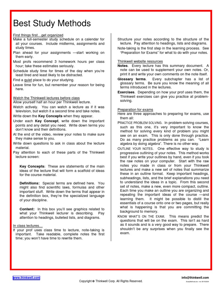 Study Methods | PDF | Lecture | Cognition