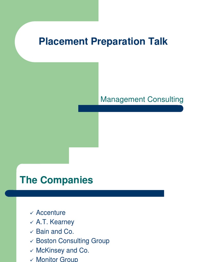 Placement Preparation Talk: Management Consulting | PDF