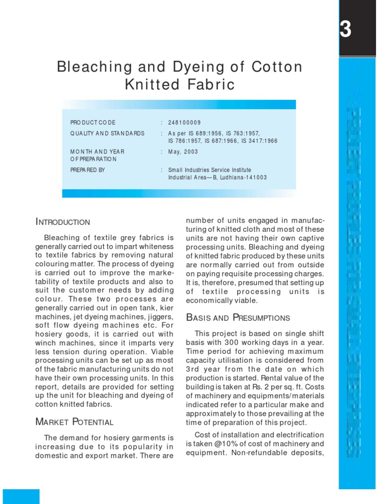 Bleaching and Dyeing of Cotton Knitted Fabric: Ntroduction | PDF ...