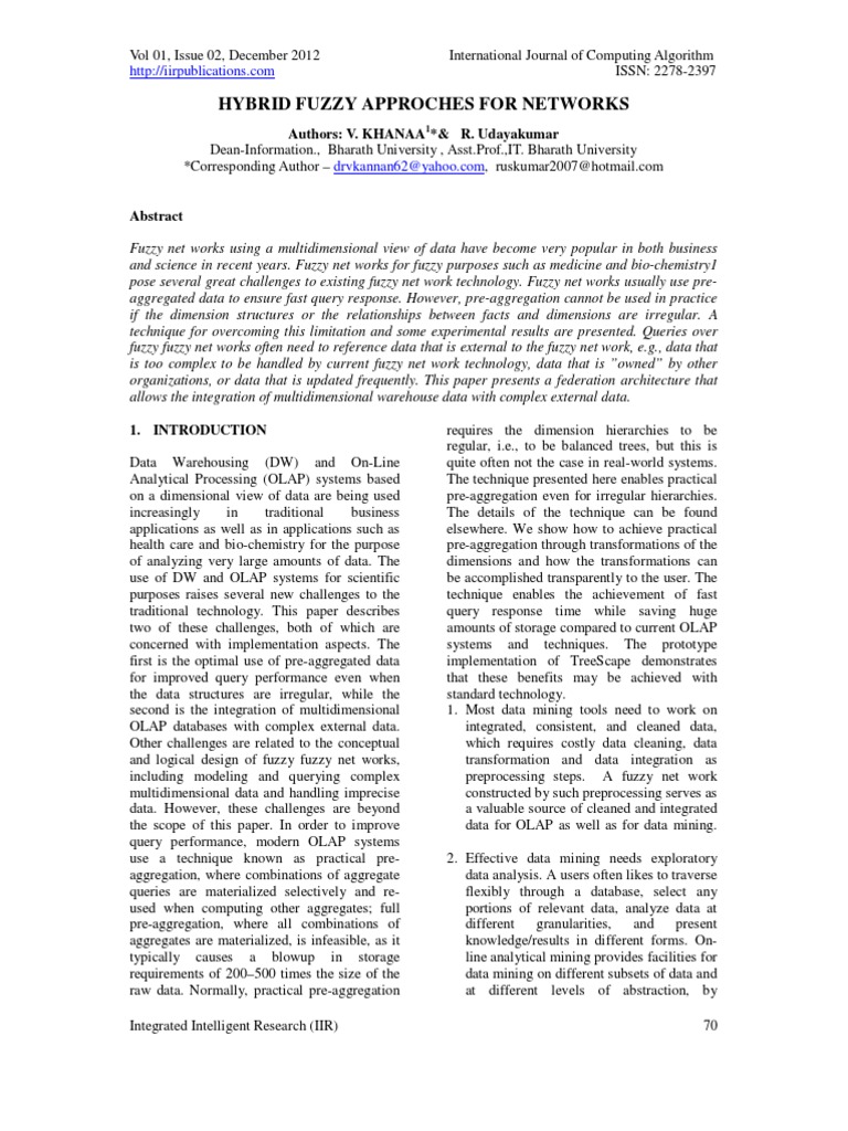 Hybrid Fuzzy Approches For Networks Pdf Databases Information Science