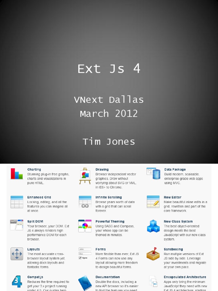 Extjs4: Vnext Dallas March 2012 Tim Jones | PDF